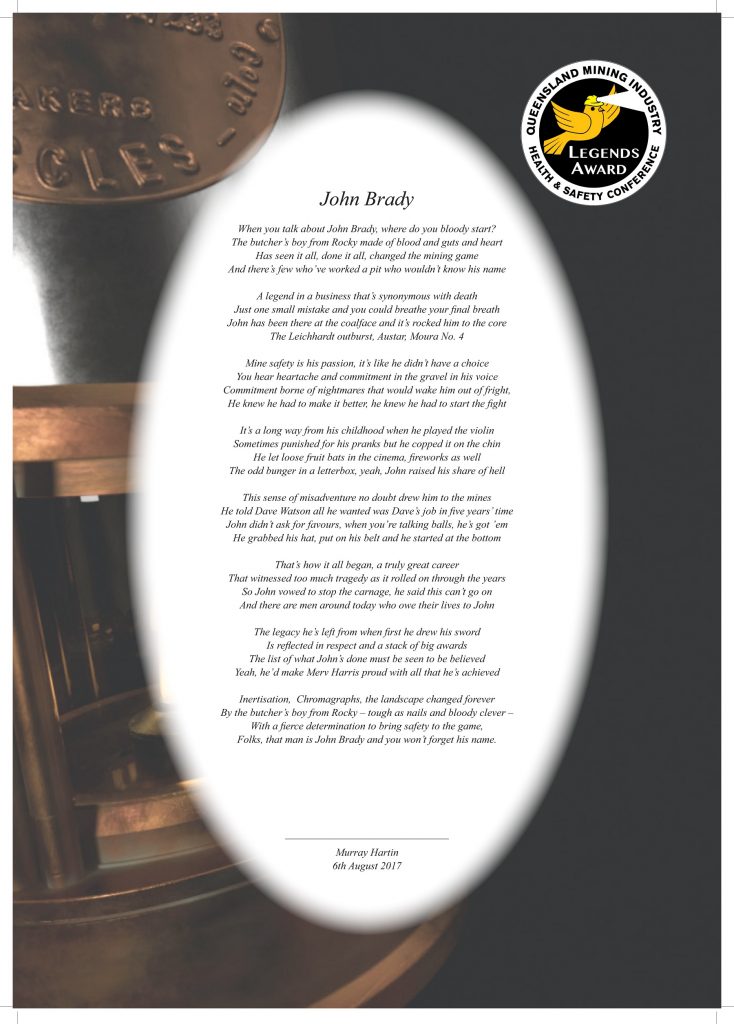 Vale John Patrick Brady - Queensland Mining Industry Health & Safety Conference